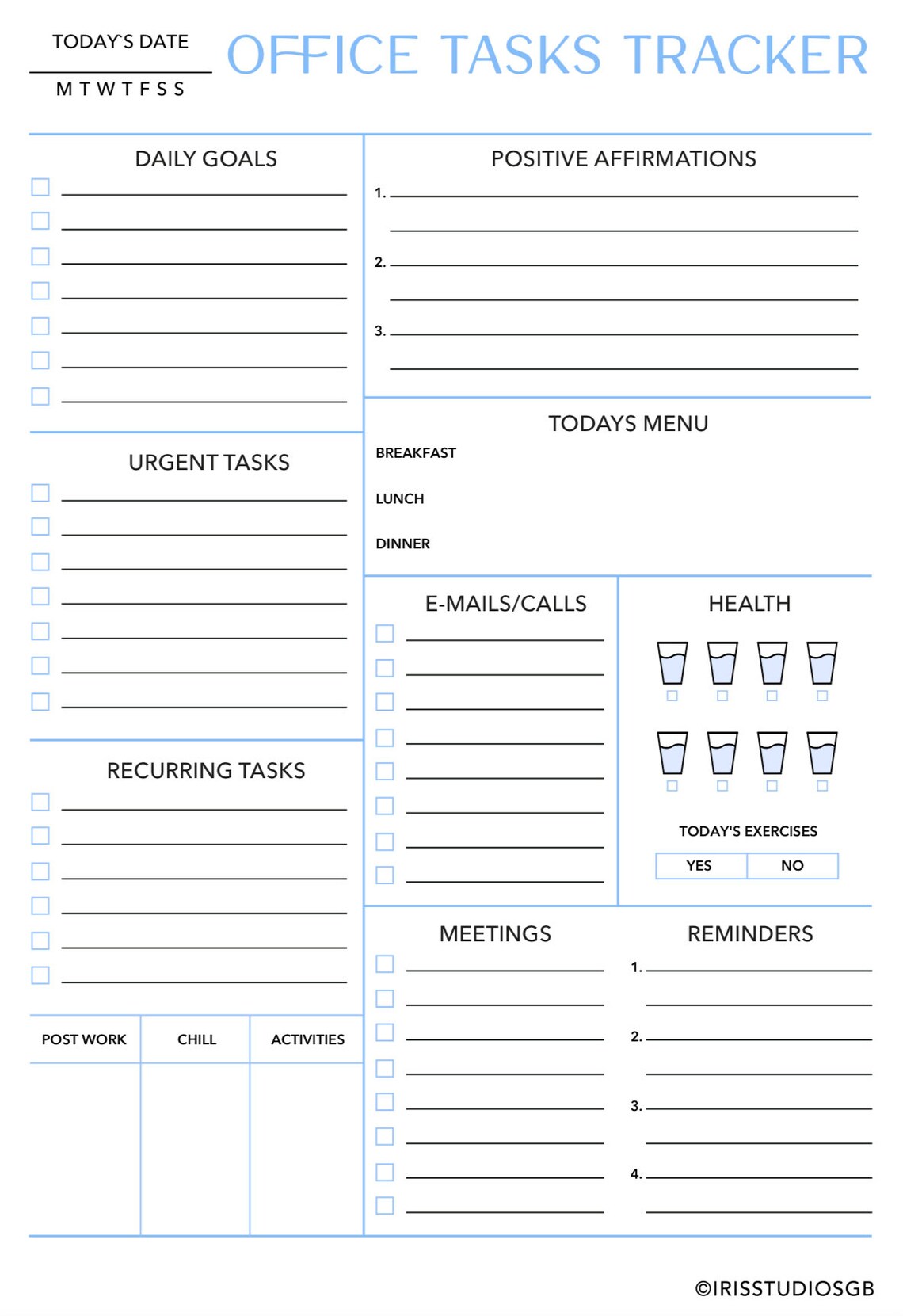 Office Task Tracker Printable Office Organizer Work Planner Work to Do ...