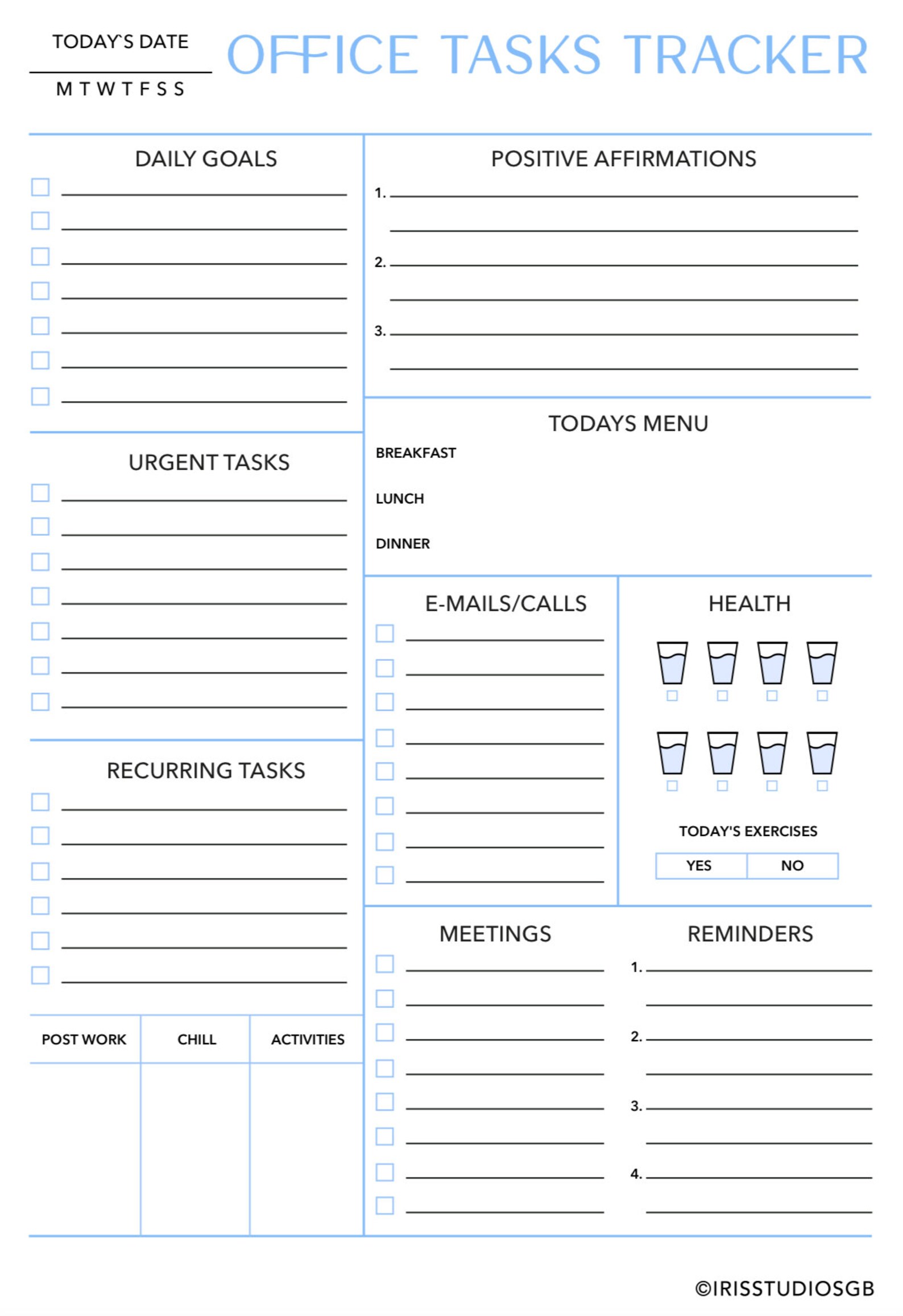 Office Task Tracker Printable | Office Organizer | Work Planner | Work ...