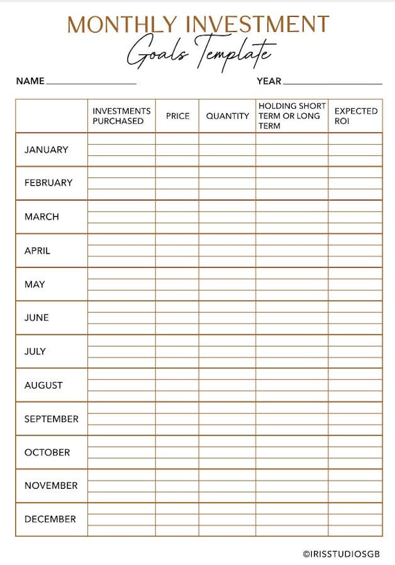 Investment Tracker Investment Planner Printable Financial | Etsy