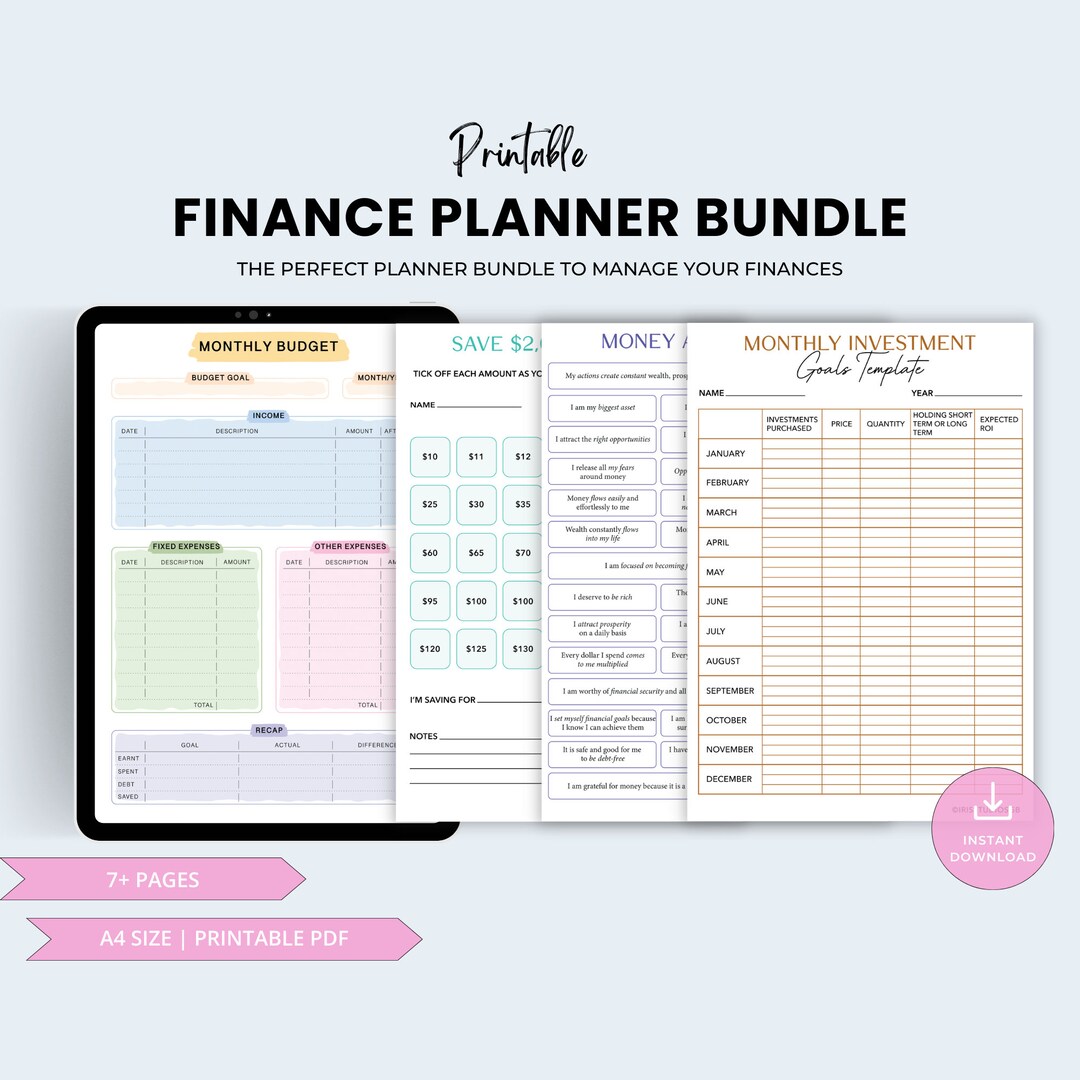 Printable Finance Planner Bundle | Budget Planner | Finance Tracker ...