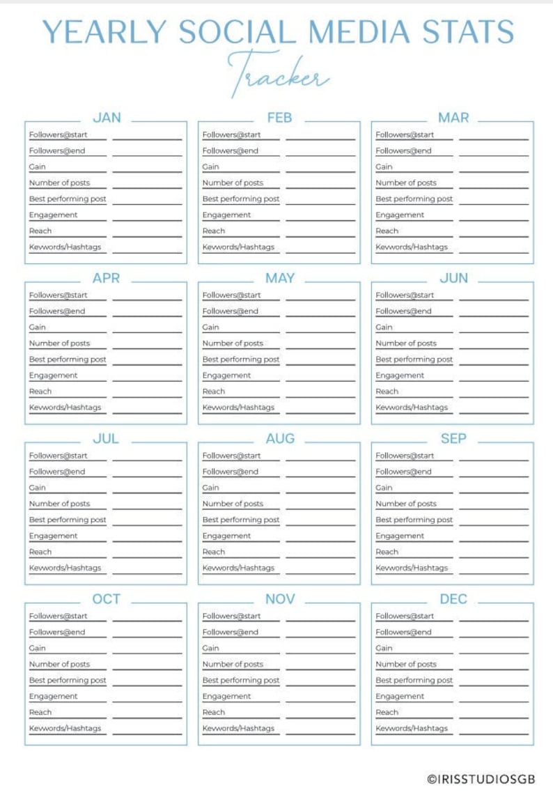 Social Media Tracker | Social Media Planner Printable | Stats Tracker ...