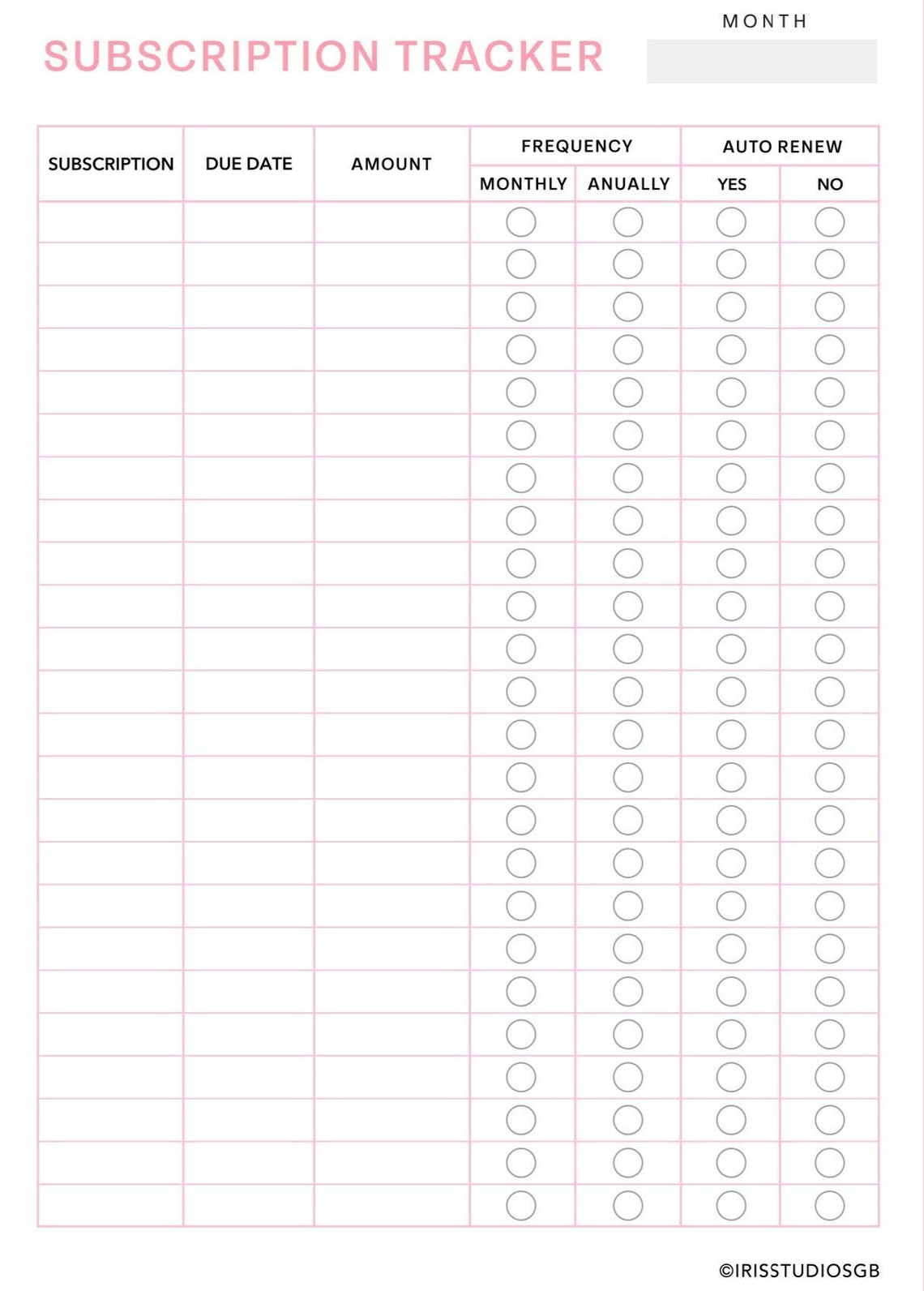 Subscription Tracker Template (digital) | Compatible With Goodnotes ...