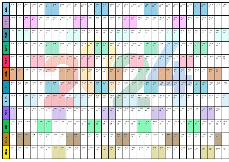 Printable 2024 Calendar 2024 Wall Planner 2024 Full Year Calendar ...