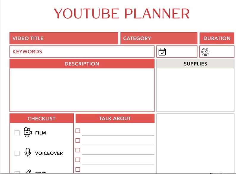 Youtube Planner Template | Compatible With Goodnotes, Notability Etc ...