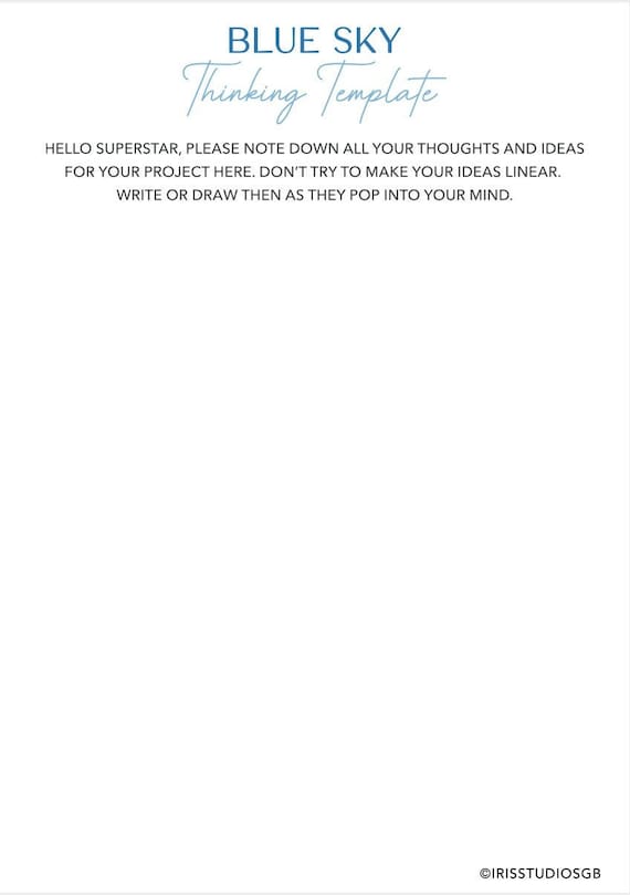 Blue Sky Thinking Template Memo Pad Scribble Sheet Ideas | Etsy