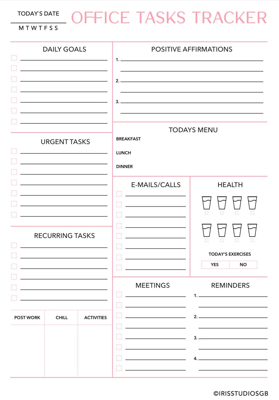 Office Task Tracker Printable | Office Organizer | Work Planner | Work ...