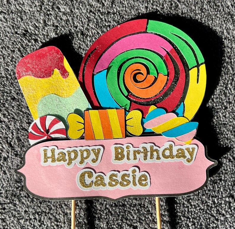 Personalised Candy Cake Topper - Etsy