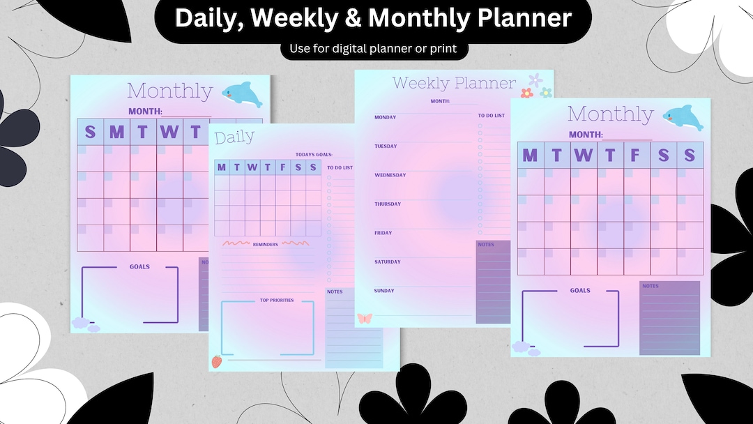 Lavender Ombre Digital Planner Bundle Goodnotes/printable Daily, Weekly ...
