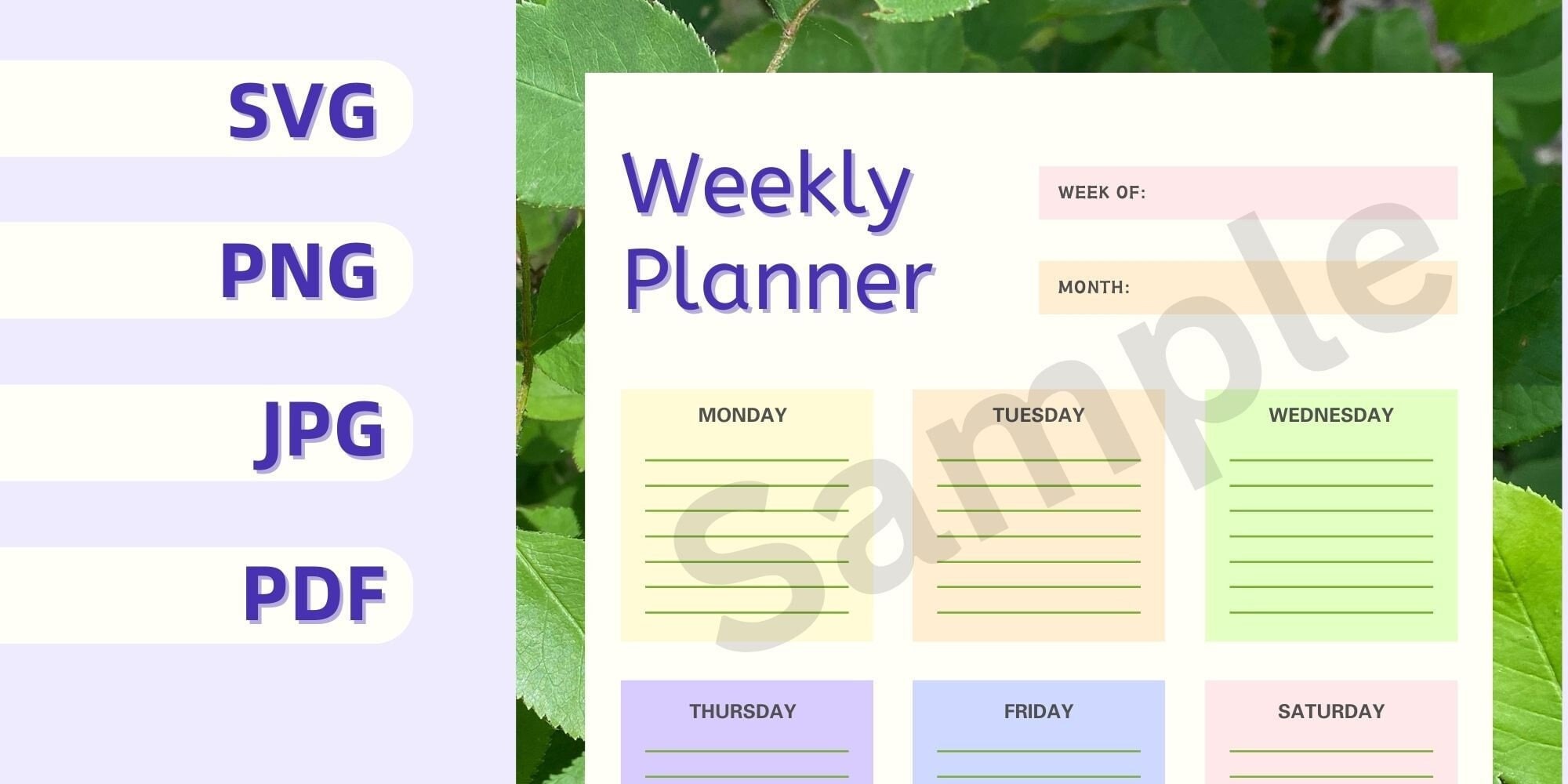 Colorful Printable Weekly Planner by Twin Brothers - Etsy