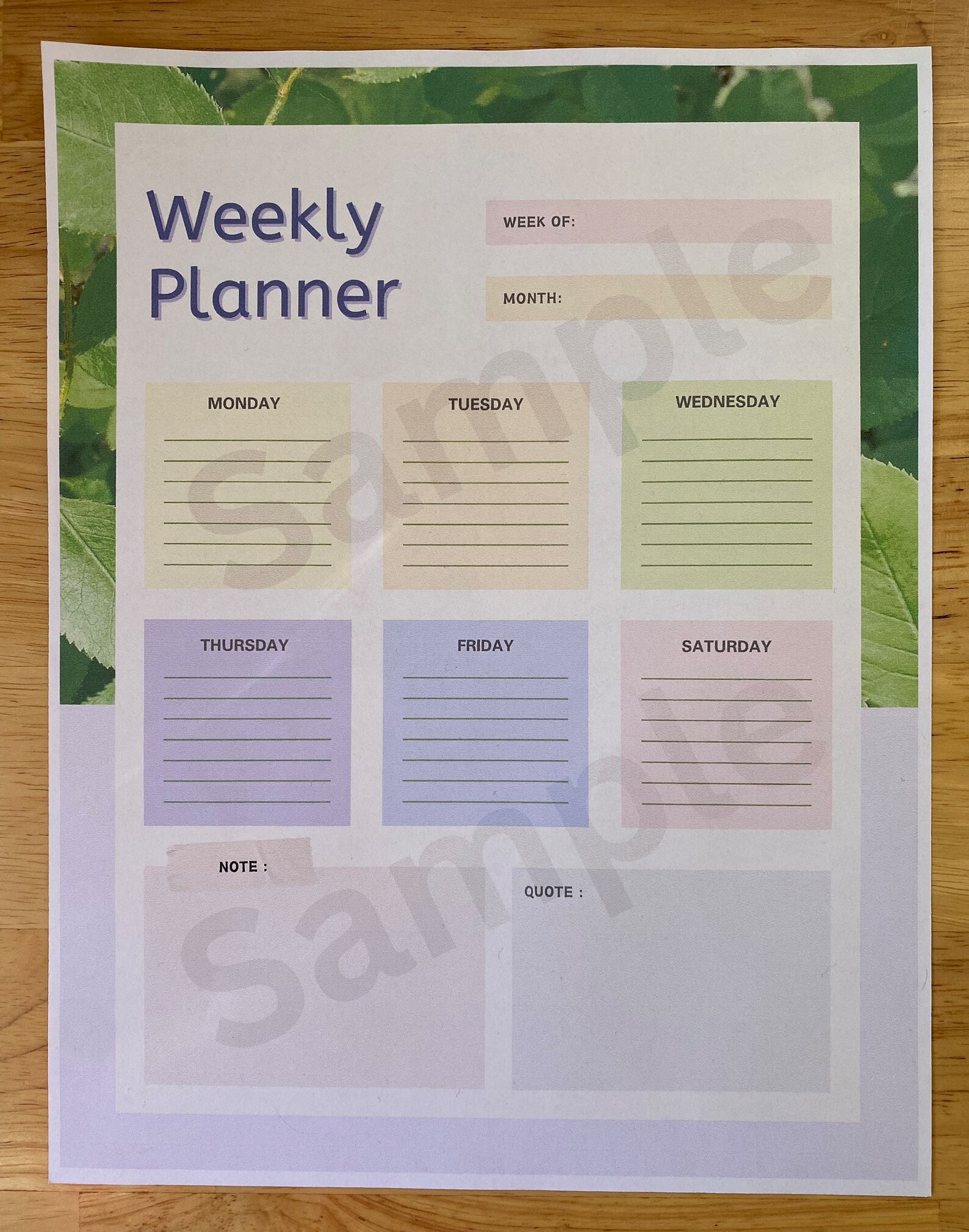 Colorful Printable Weekly Planner by Twin Brothers - Etsy