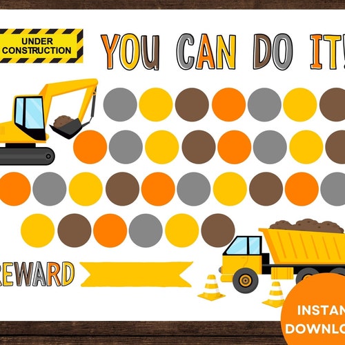 Construction Reward Chart Printable Incentive Chart - Etsy