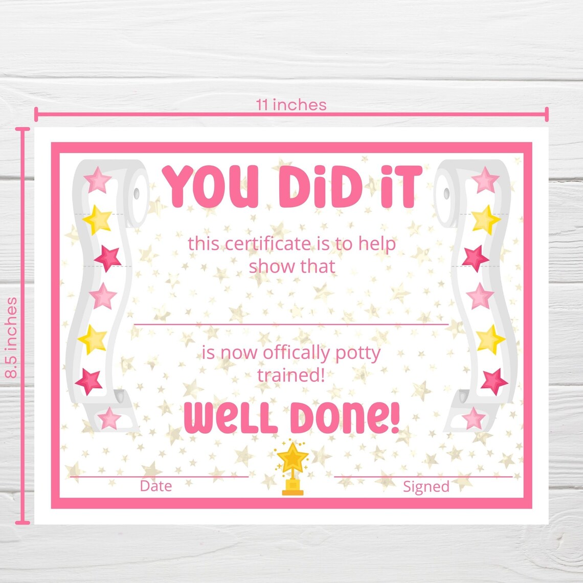 Potty Training Certificate, Potty Training Award, Potty Training ...
