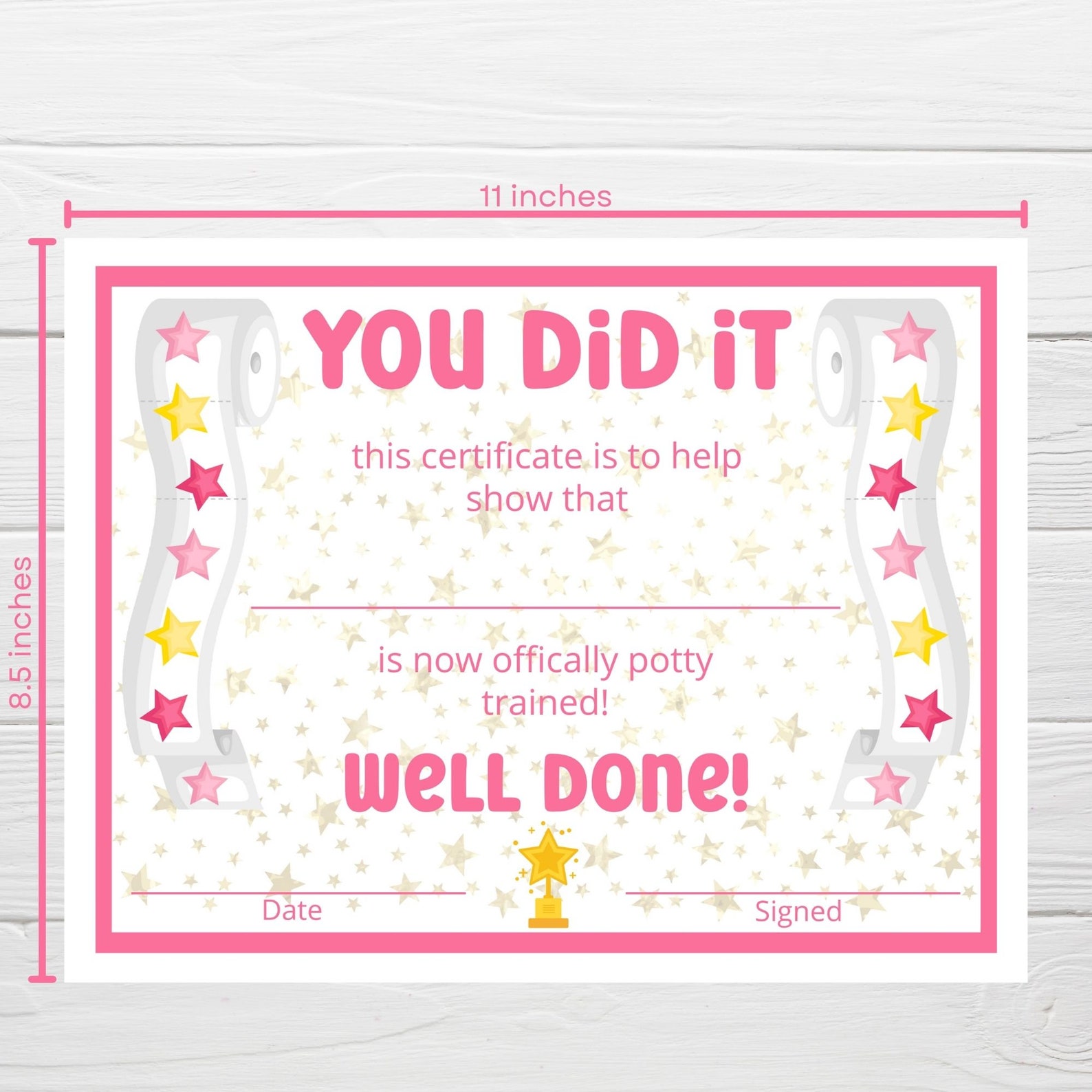 Potty Training Certificate, Potty Training Award, Potty Training ...