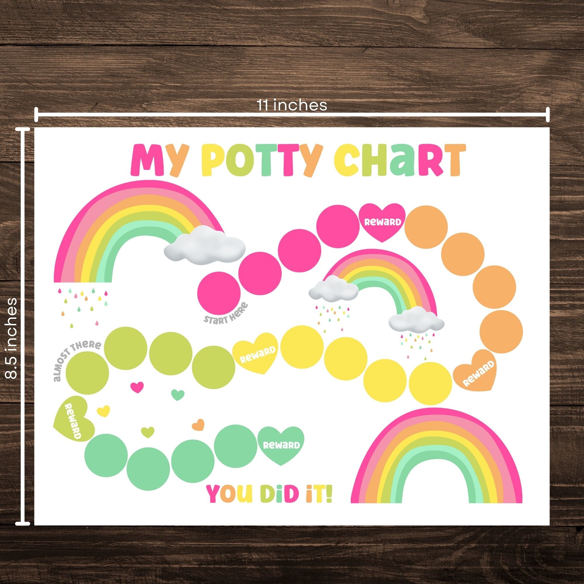 Rainbow Reward Chart, Potty Chart for Girls, Printable Potty Chart ...