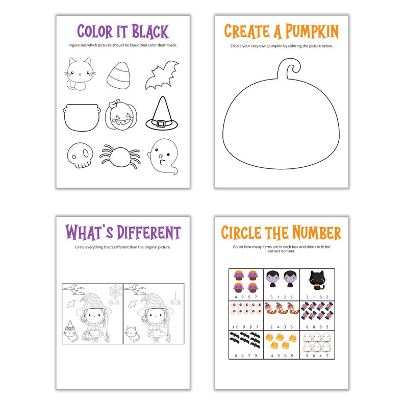 Printable Halloween Activity Book, Printable Halloween Games, Printable ...