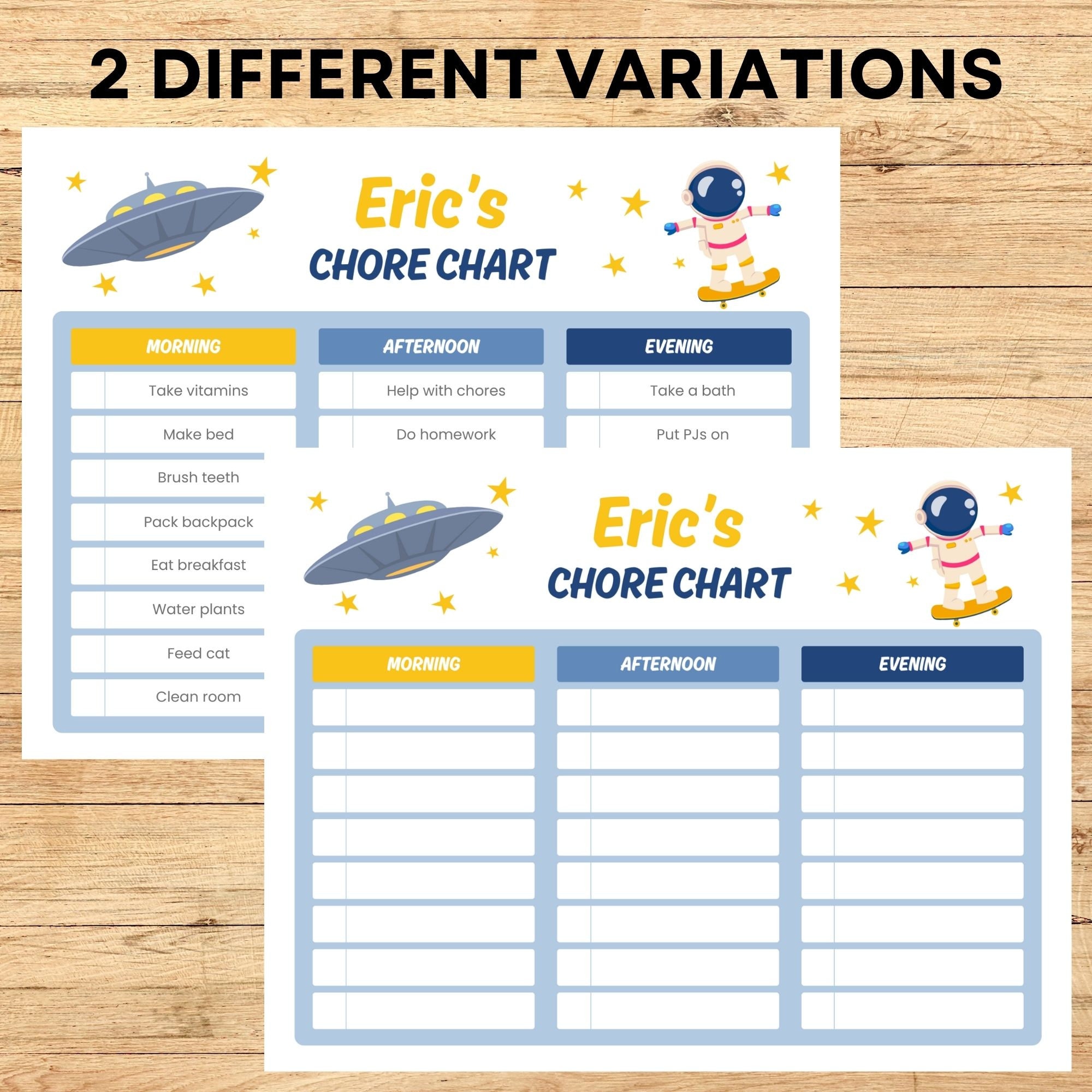 Editable Chore Chart, Space Reward Chart, Personalized Chore Chart ...