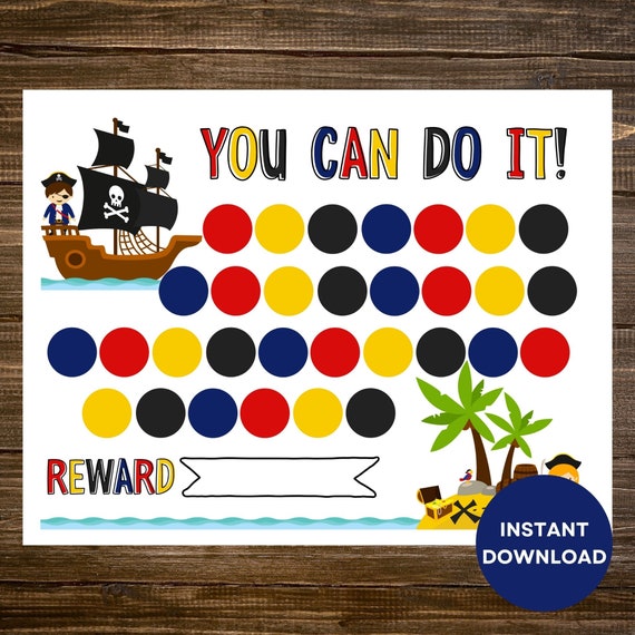 Pirate Reward Chart Printable Pirate Sticker Chart Pirate | Etsy