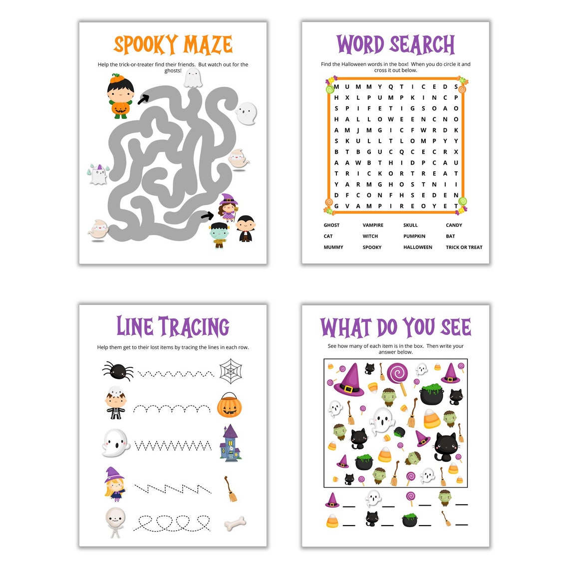 Printable Halloween Activity Book, Printable Halloween Games, Printable ...