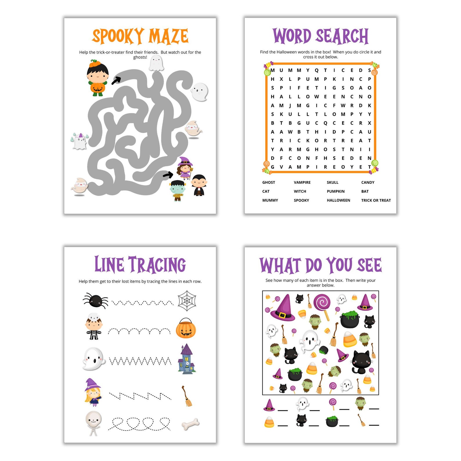 Printable Halloween Activity Book, Printable Halloween Games, Printable ...