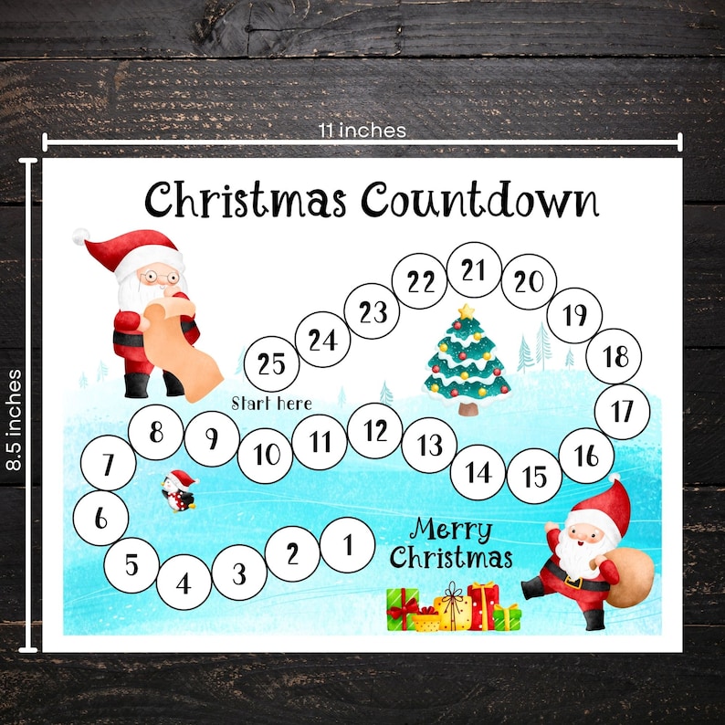Printable Christmas Countdown, Countdown to Christmas, Printable ...