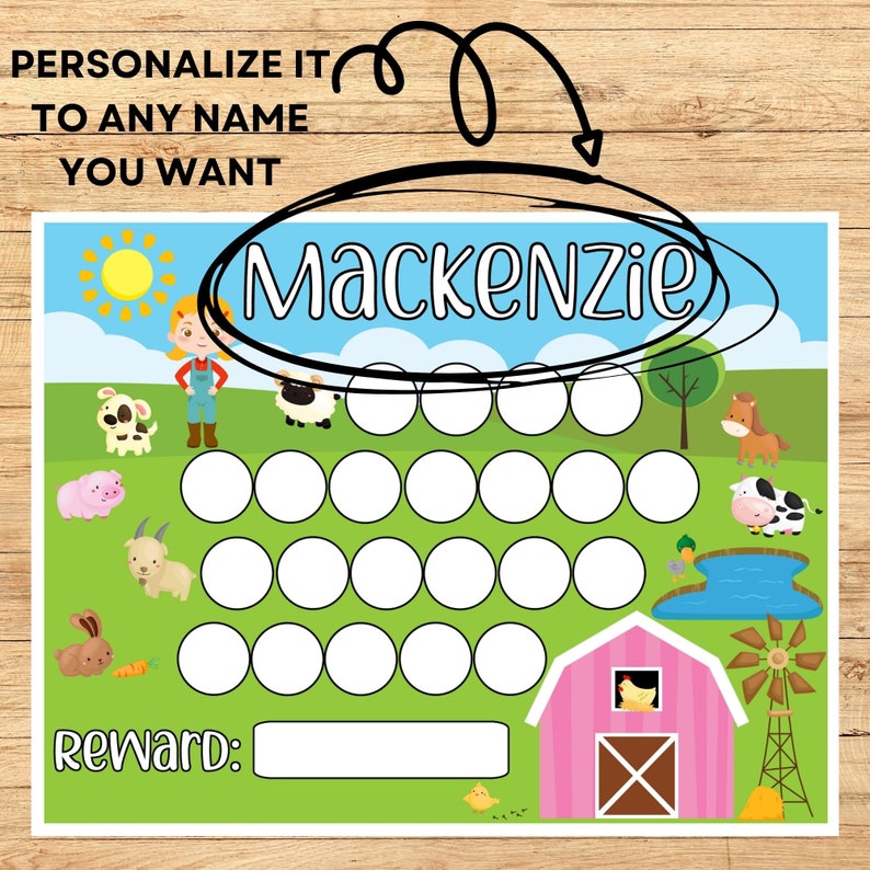 Editable Reward Chart, Farm Reward Chart, Barn Reward Chart, Farm ...