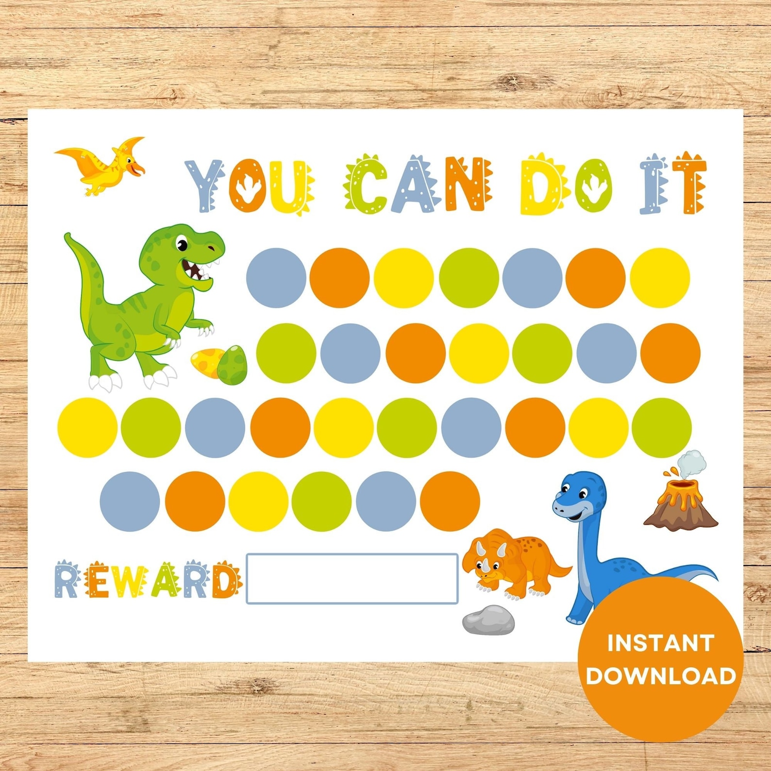 Printable Dinosaur Reward Chart, Dinosaur Potty Chart, Dinosaur Sticker ...