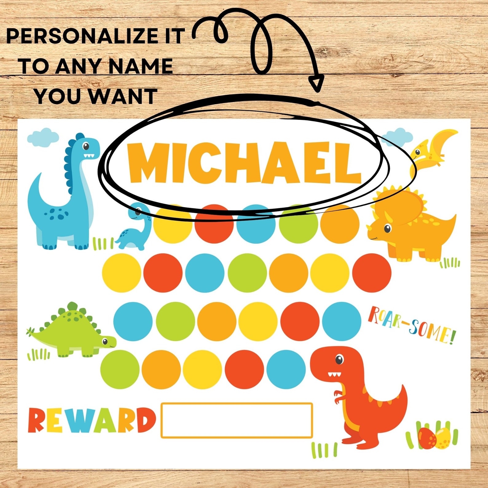 Editable Reward Chart for Boys, Dinosaur Reward Chart, Printable ...
