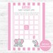 Elephant Baby Shower Bingo, Printable Baby Shower Bingo, Pink Elephant ...
