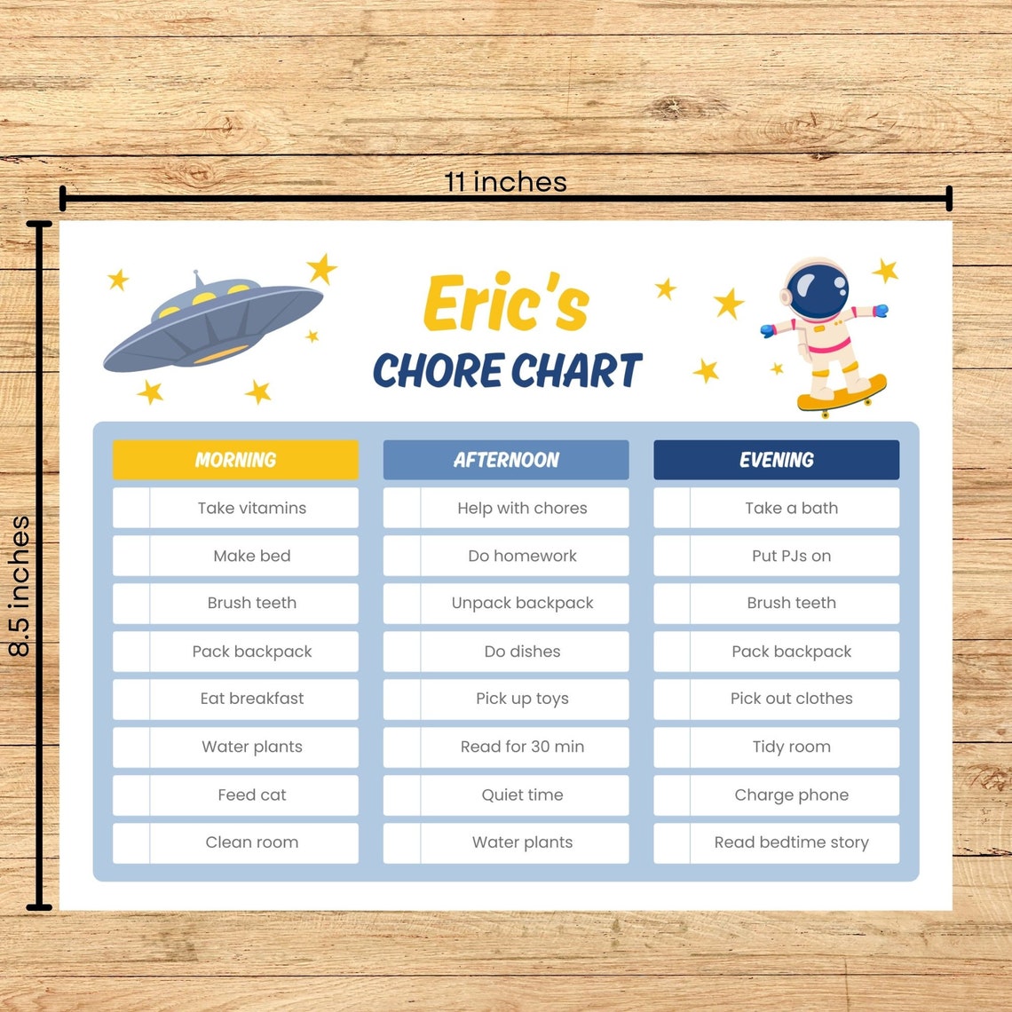Editable Chore Chart, Space Reward Chart, Personalized Chore Chart ...