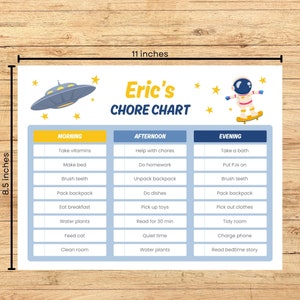 Editable Chore Chart, Space Reward Chart, Personalized Chore Chart ...
