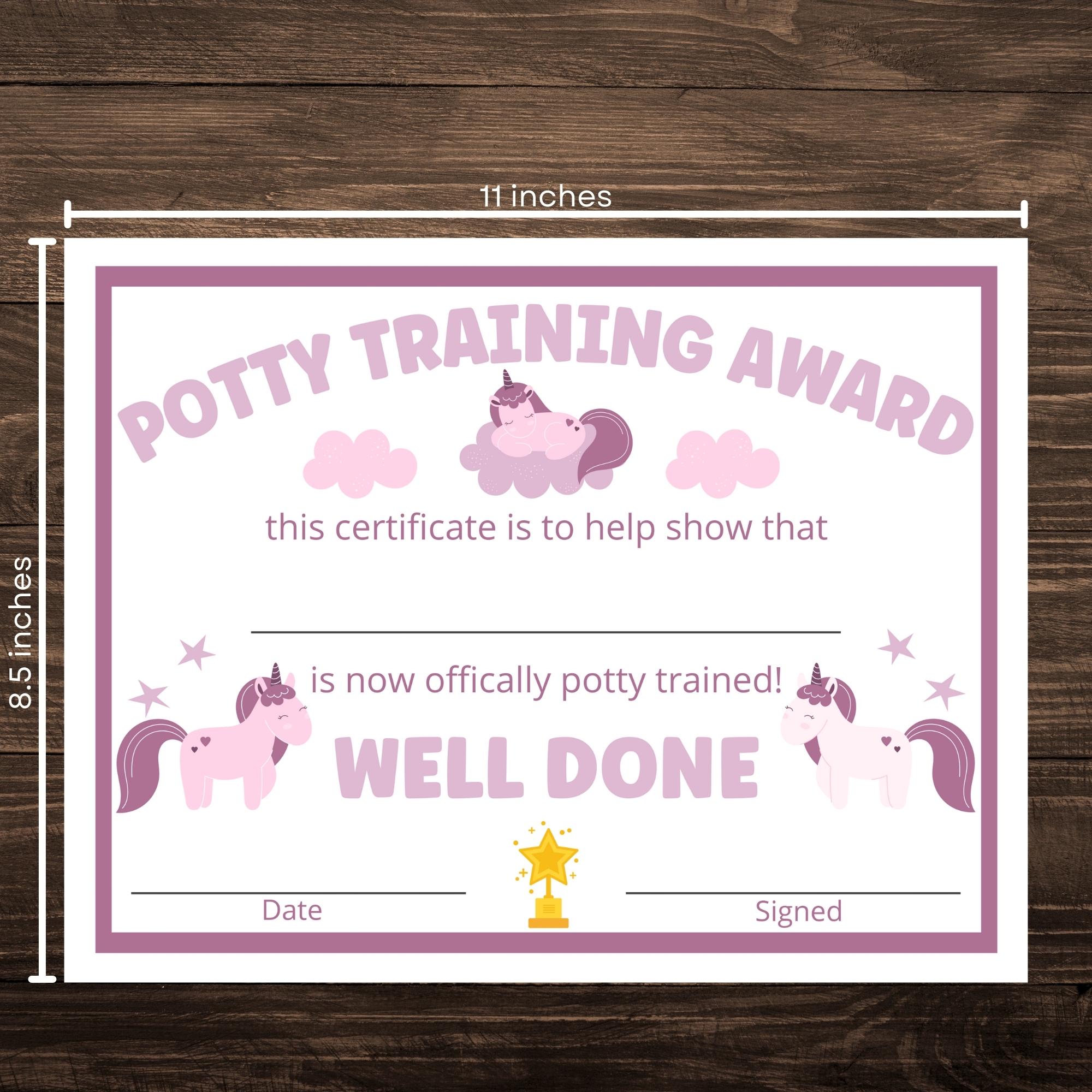 Unicorn Potty Training Certificate, Potty Training Award, Potty ...