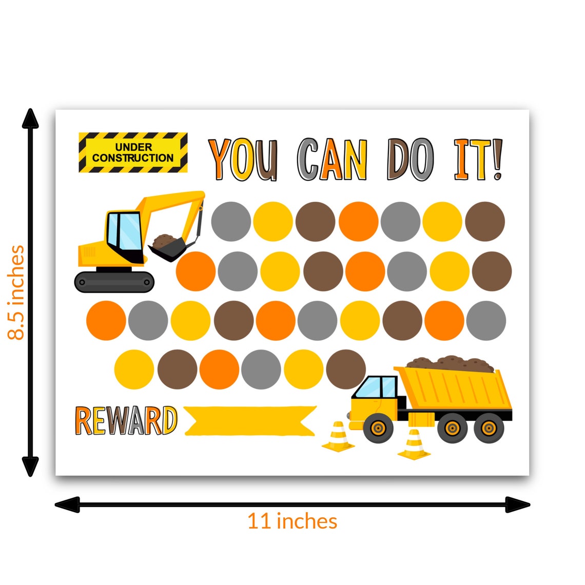 Construction Reward Chart, Construction Potty Chart, Construction ...