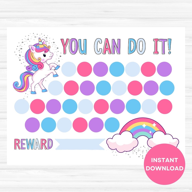 Unicorn Reward Chart, Unicorn Potty Chart Printable, Unicorn Sticker ...