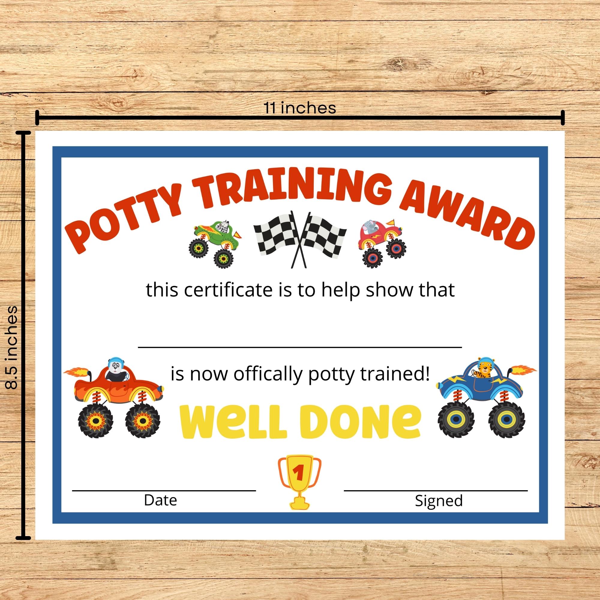 Monster Truck Potty Training Certificate, Potty Training Award, Potty ...