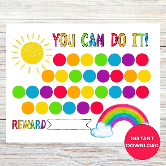 Printable Rainbow Reward Chart Reward Chart for Girl Potty - Etsy