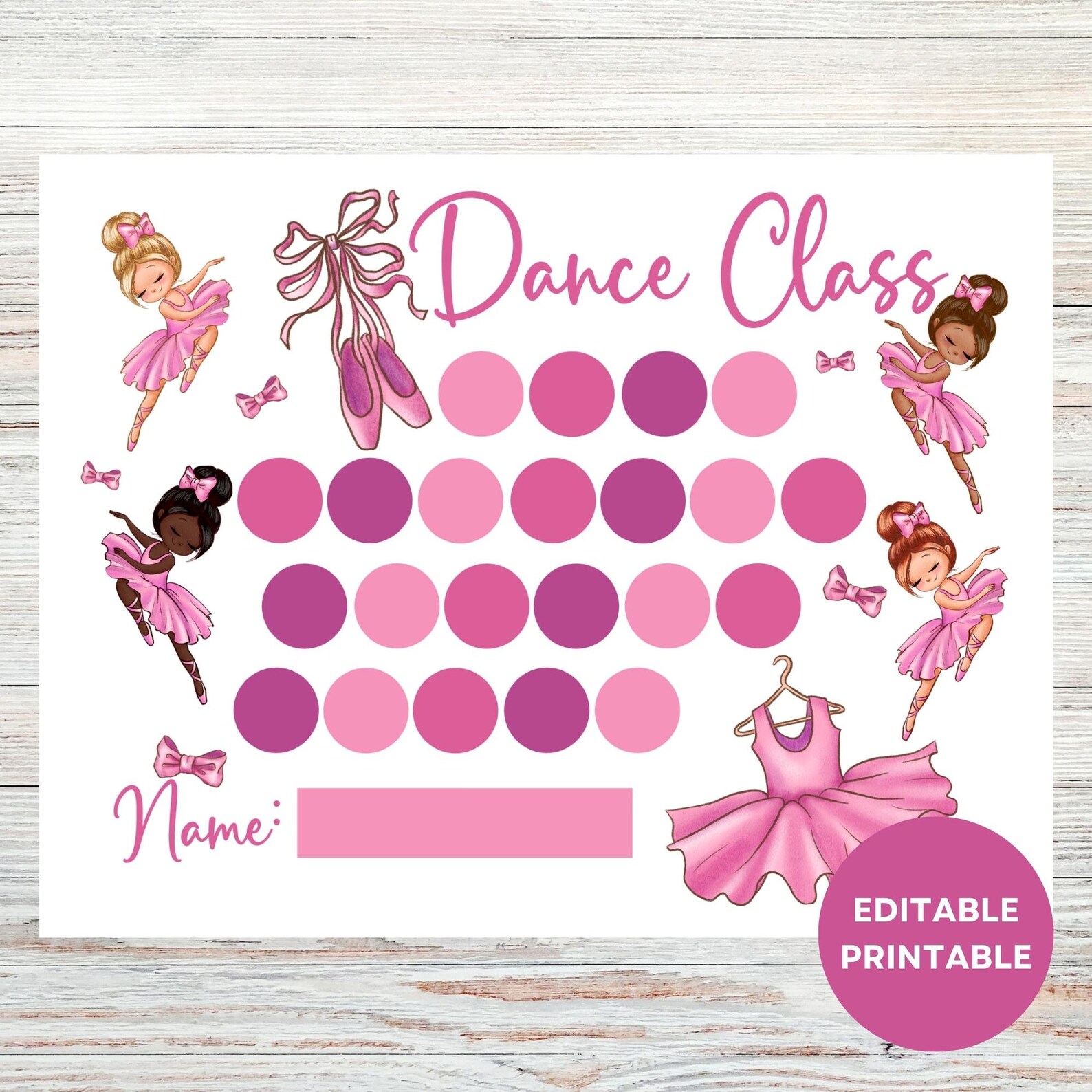 Dance Chart, Ballerina Chart, Ballerina Printable, Dance Class ...