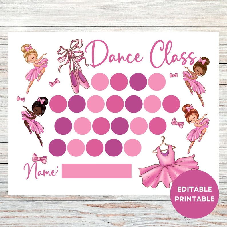 Dance Chart, Ballerina Chart, Ballerina Printable, Dance Class ...