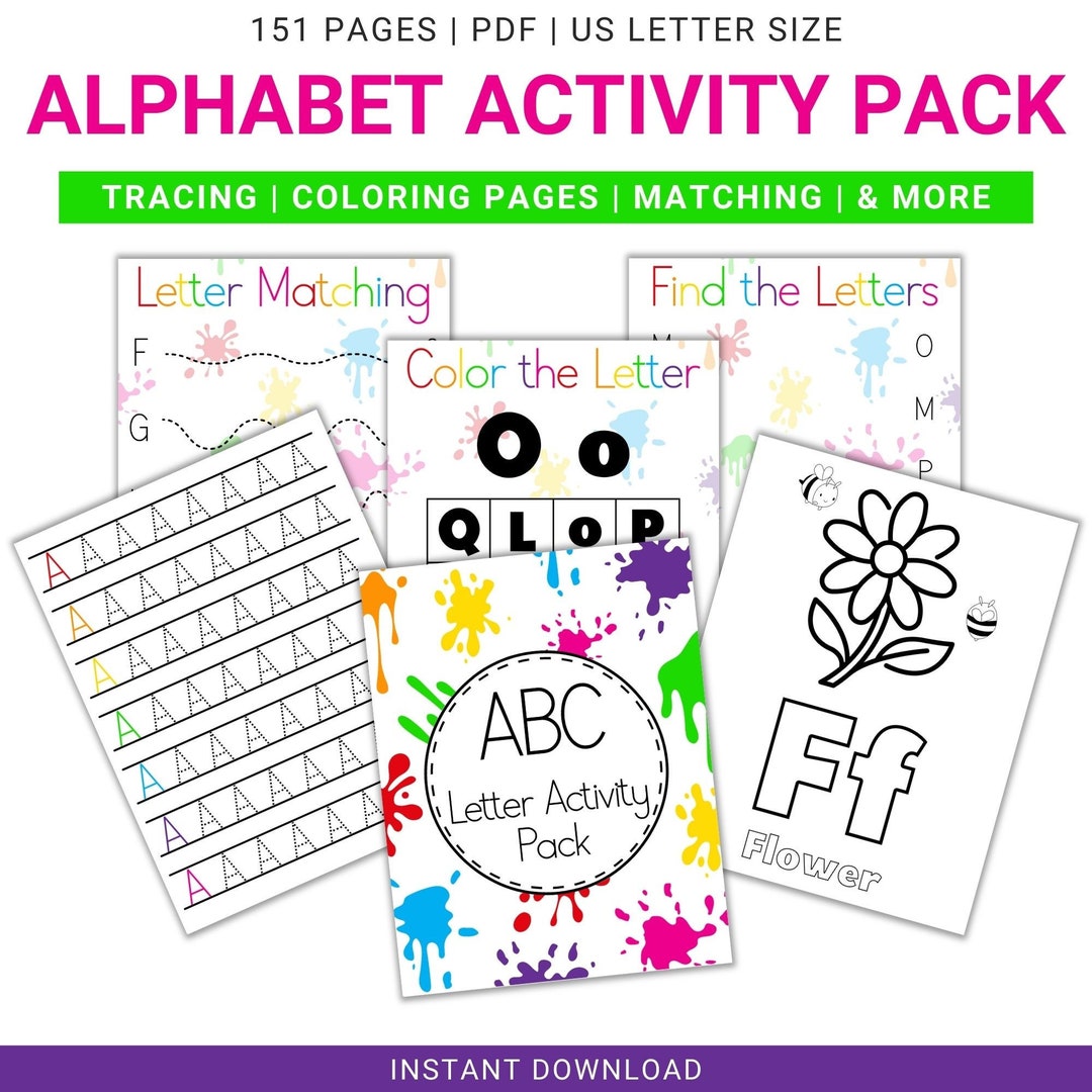 Printable Alphabet Activity Book, Preschool Worksheets, Toddler ...