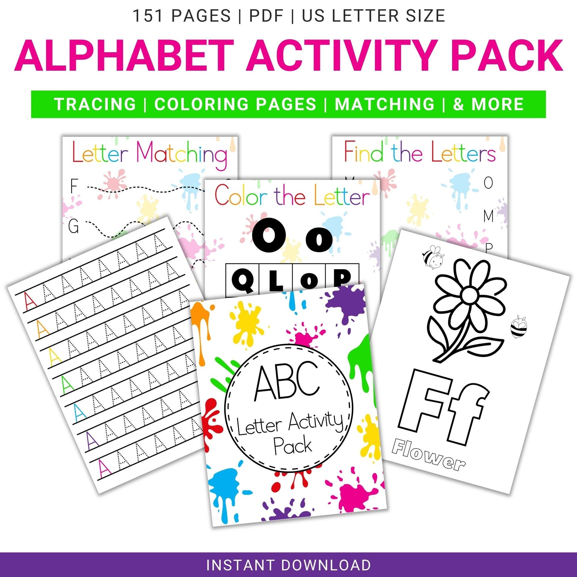 Printable Alphabet Activity Book, Preschool Worksheets, Toddler ...