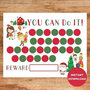 Printable Christmas Reward Chart, Christmas Potty Chart, Santa Reward ...