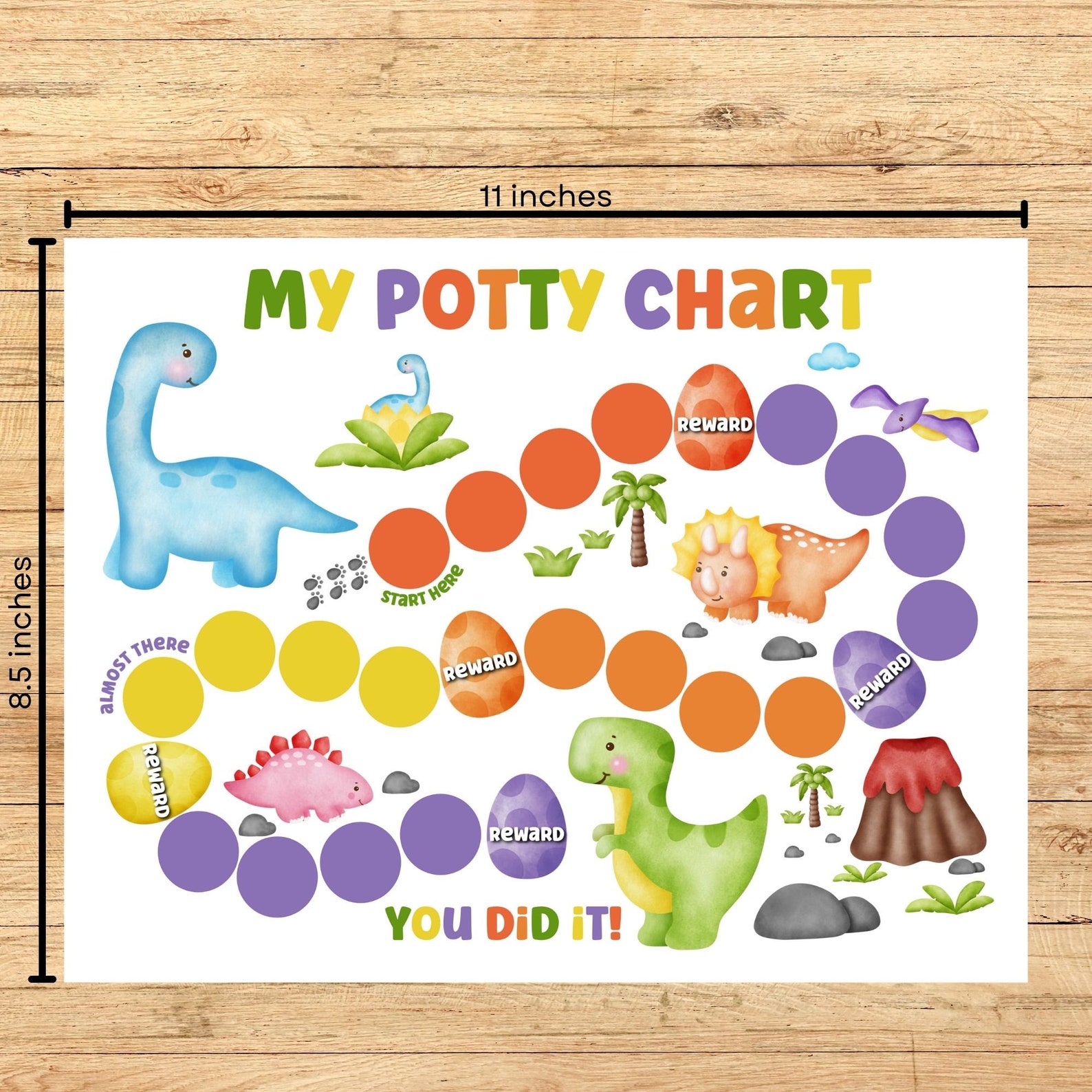 Printable Dinosaur Potty Chart, Potty Chart for Boys, Potty Training ...