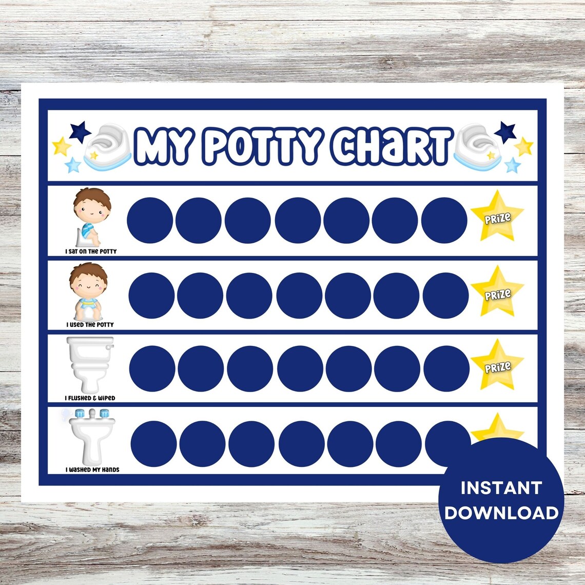 Printable Potty Training Chart, Potty Training Chart Boys, Potty ...