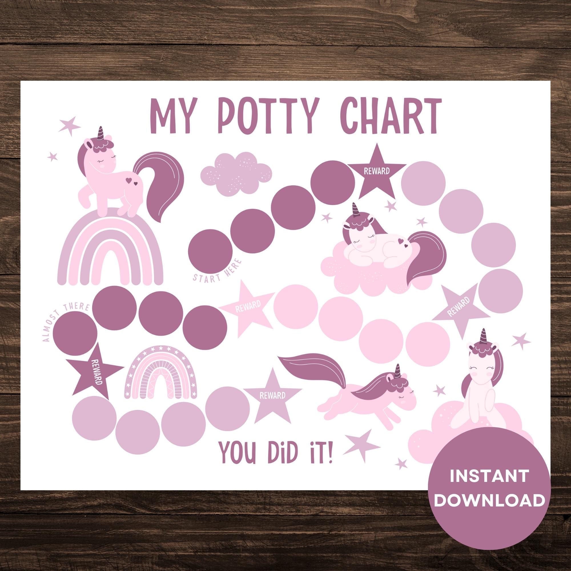 Unicorn Potty Chart, Potty Training Chart for Girls, Potty Chart ...