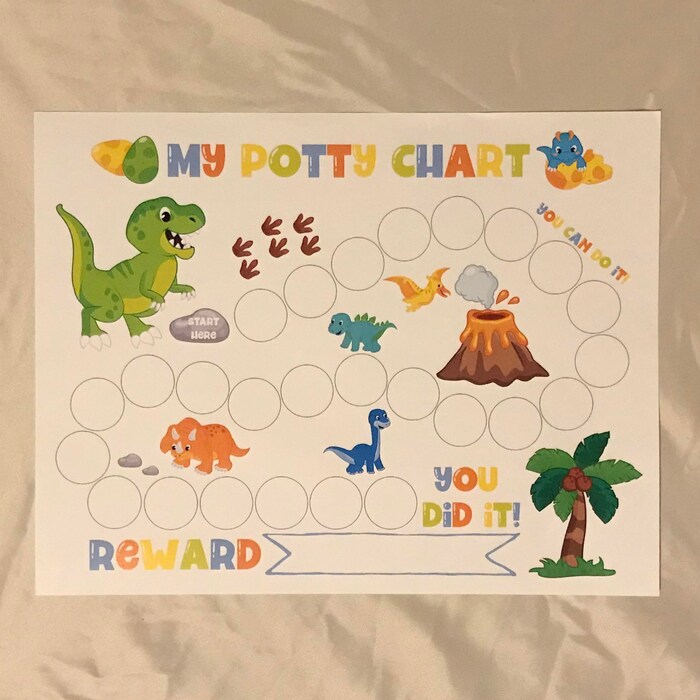 Buy Dinosaur Potty Chart Printable Potty Training Chart Boy Sticker ...