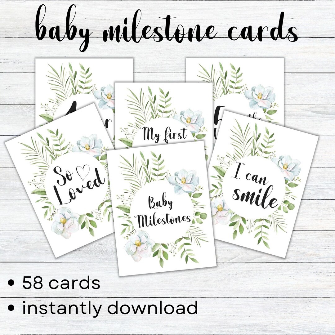 Baby Milestone Cards Printable, Milestone Cards Digital, First Year ...
