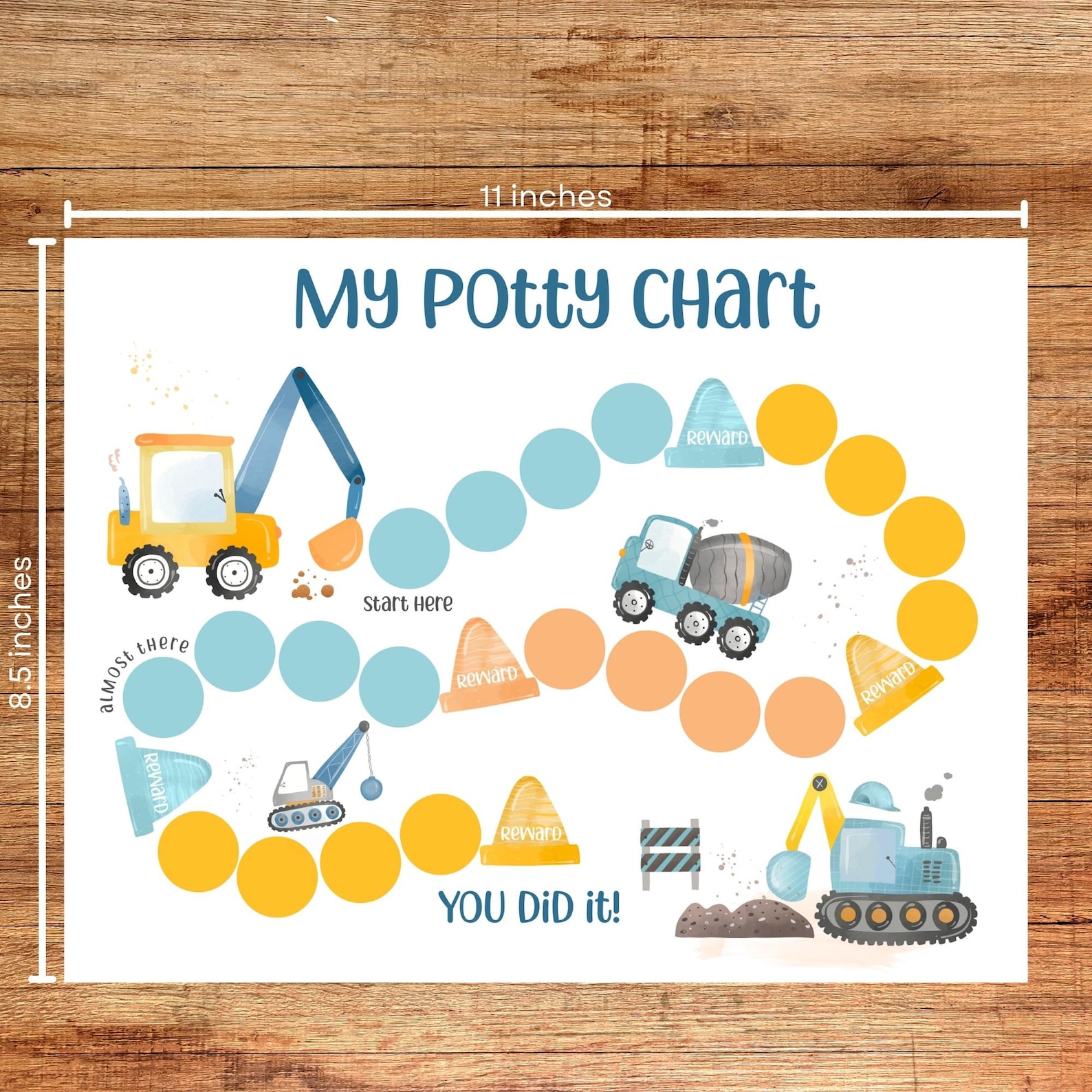 Printable Potty Chart, Construction Potty Chart, Construction Potty ...