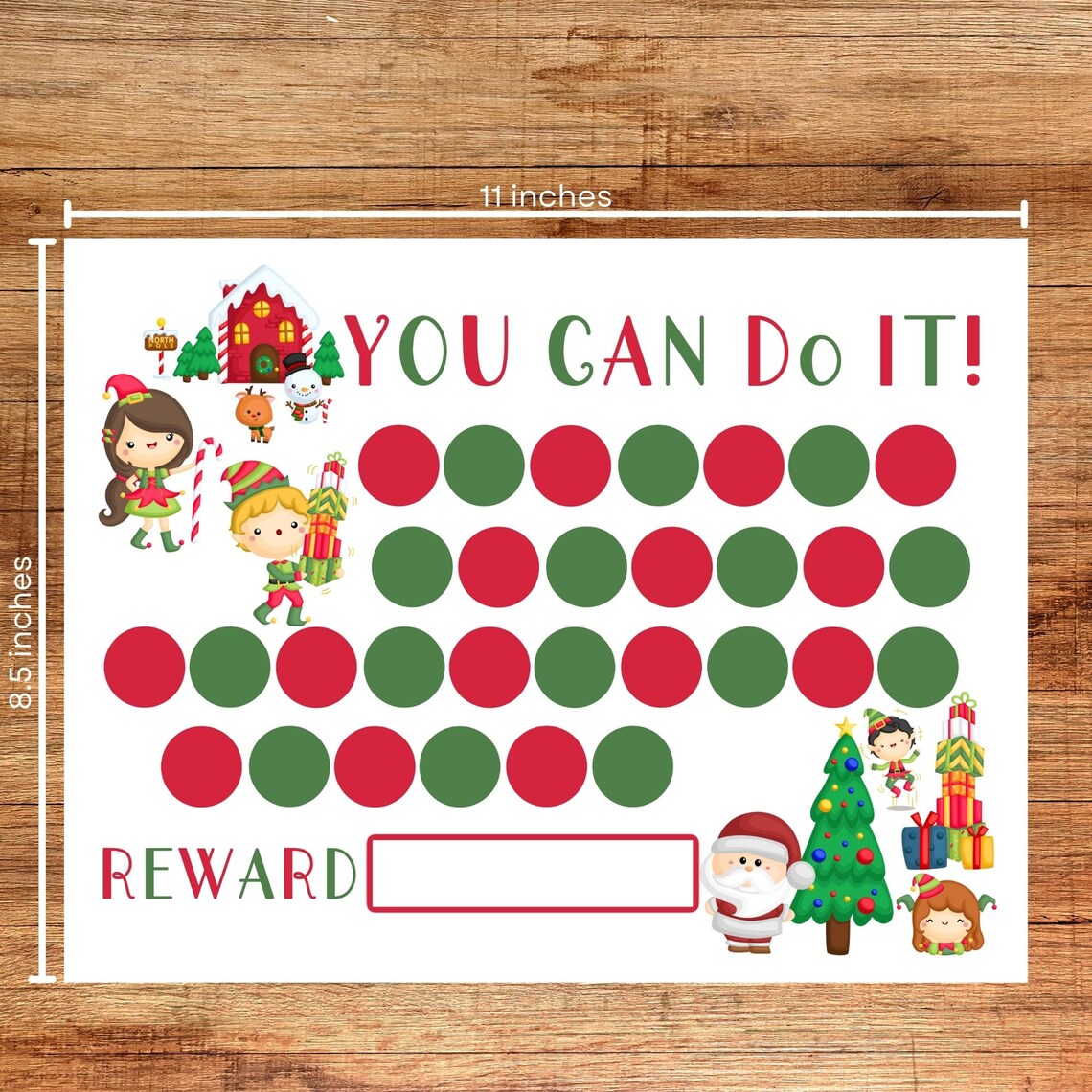 Printable Christmas Reward Chart, Christmas Potty Chart, Santa Reward ...