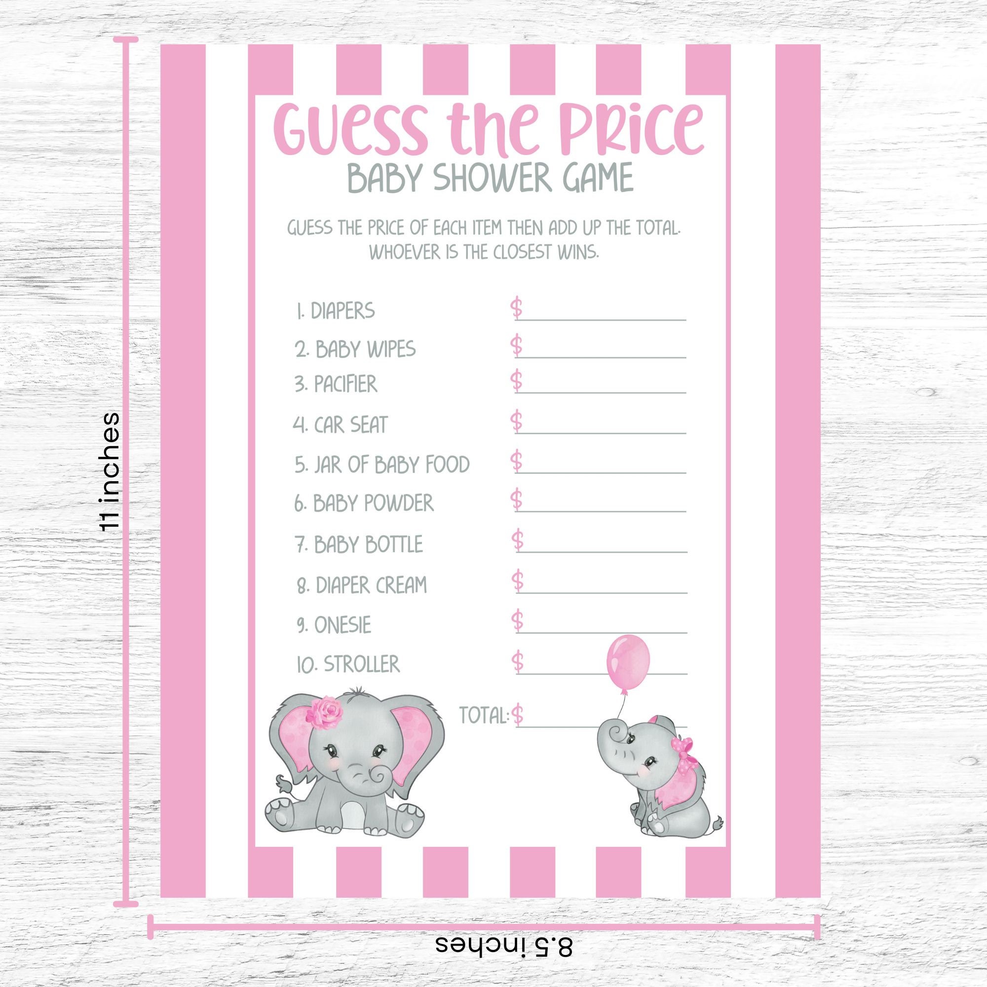 Printable the Price is Right Baby Shower Game, Guess the Price Baby ...
