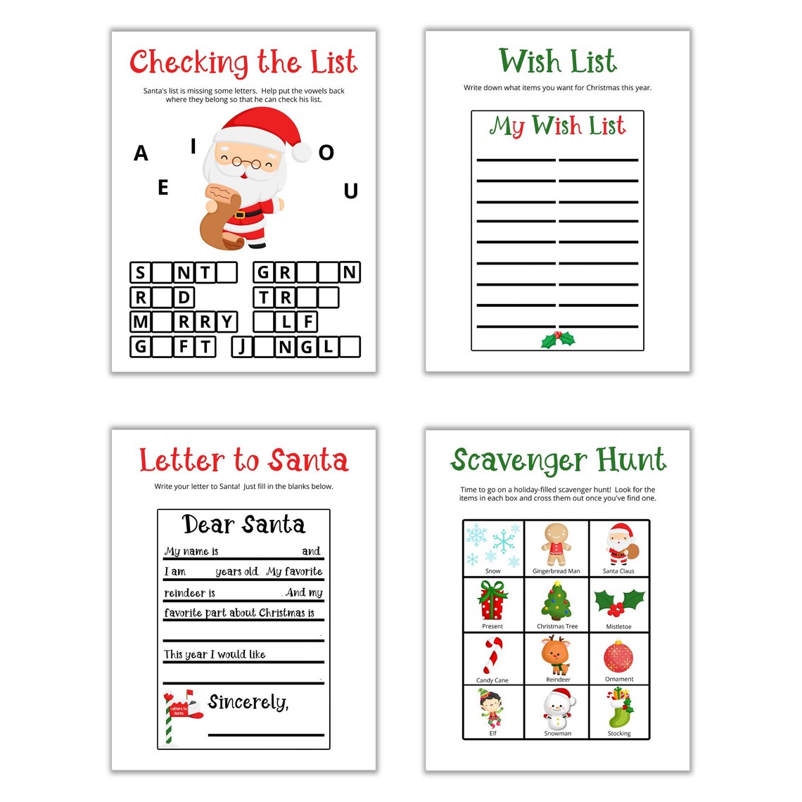 Printable Christmas Activity Book, Printable Christmas Activities for ...