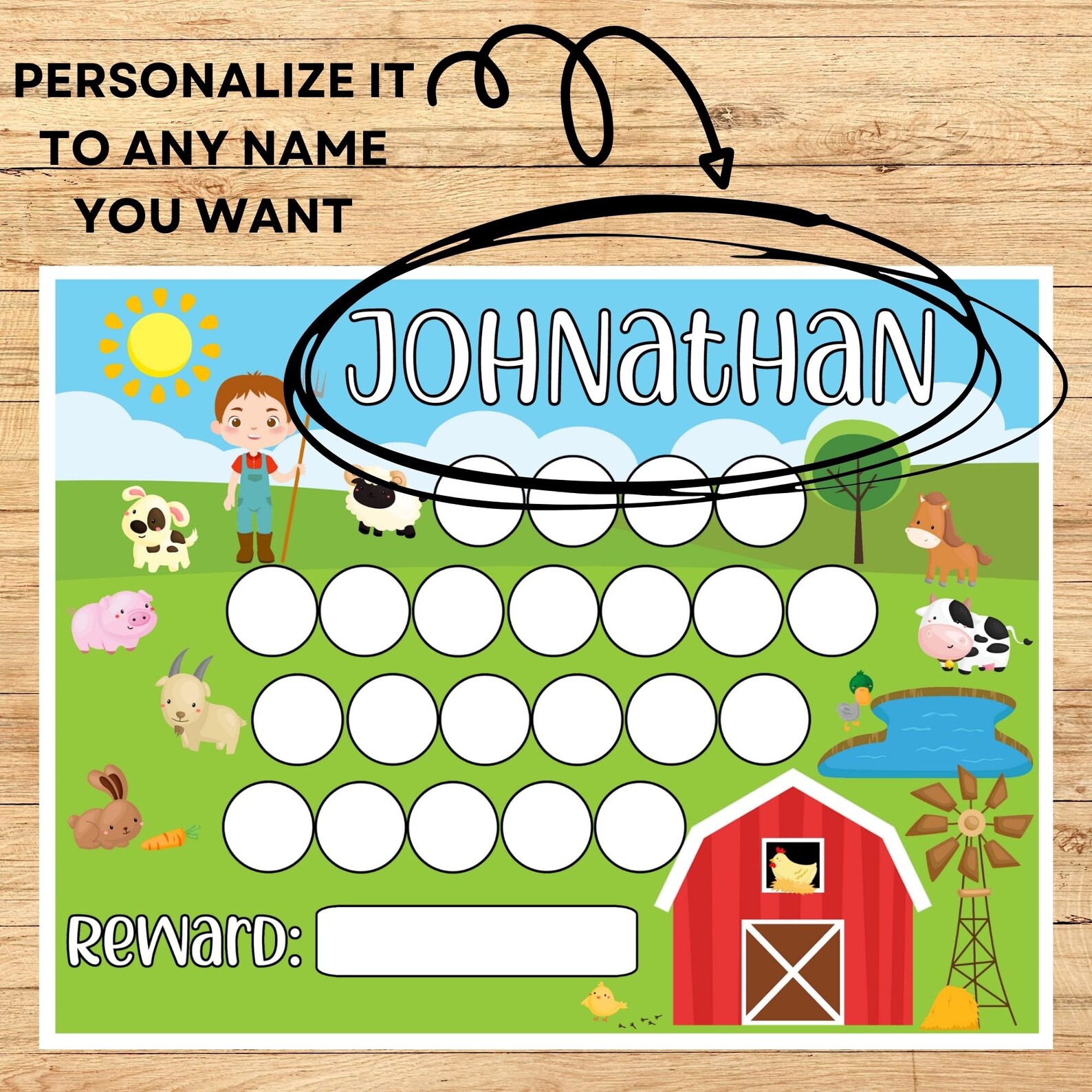 Editable Reward Chart, Farm Reward Chart, Barn Reward Chart, Farm ...